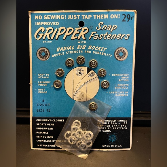 Gripper | Other | 95s Gripper Snap Fasteners 8 Count Size 15 Radial Rib ...